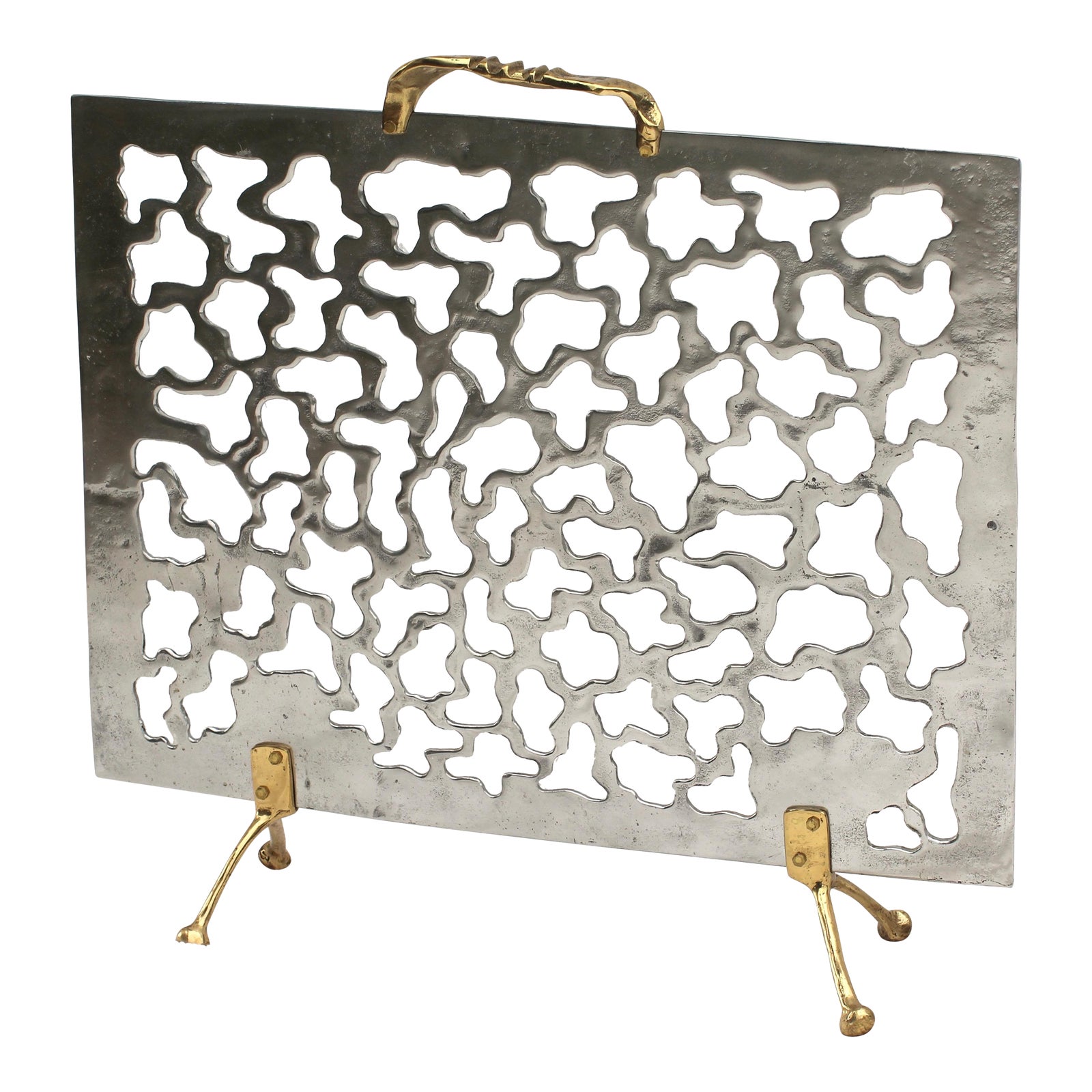 Postmodern Aluminum and Brass Fireplace Screen by David Marshall | Chairish