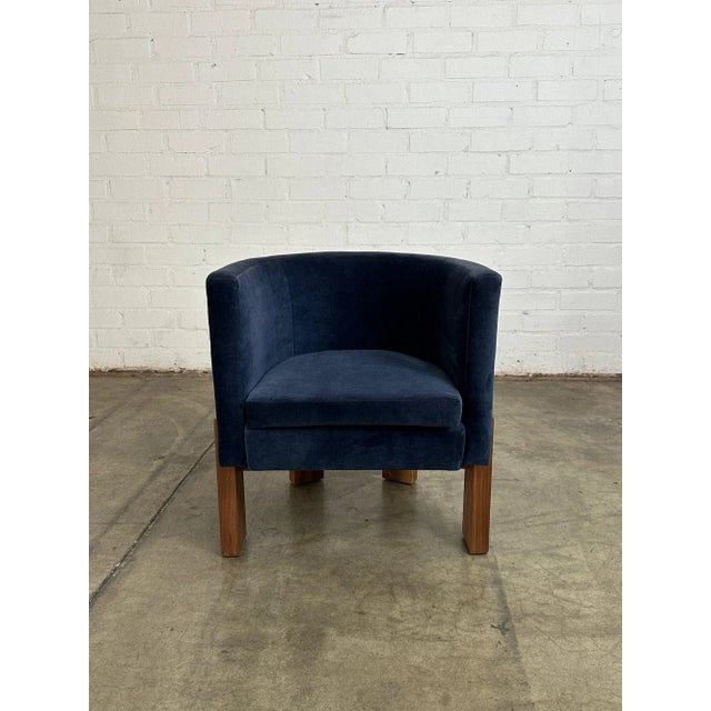 Custom Lounge Chair in Blue | Chairish
