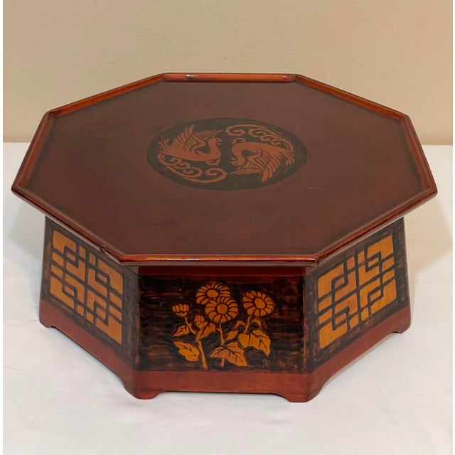 Vintage Chinese Hand Decorated Octagonal Rosewood Vase Stand Cranes ...