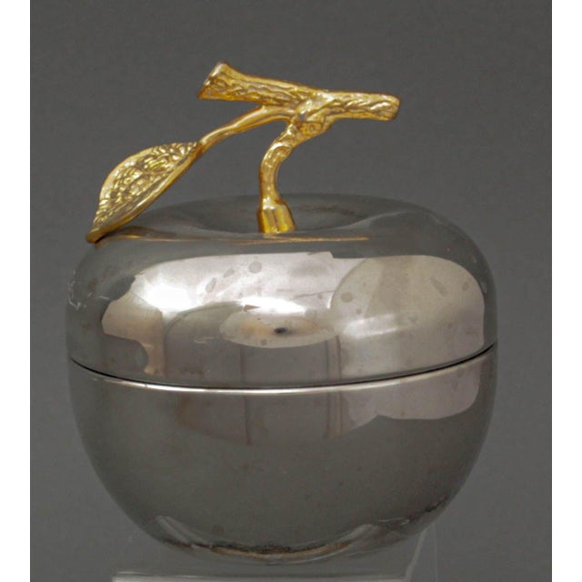 Hollywood Regency Metal and Gilt Apple Form Trinket Box | Chairish