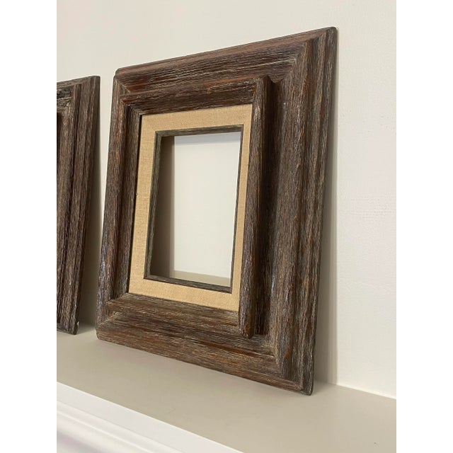 Rustic European Brown Solid Wood Grain White Washed Frames, a Pair ...