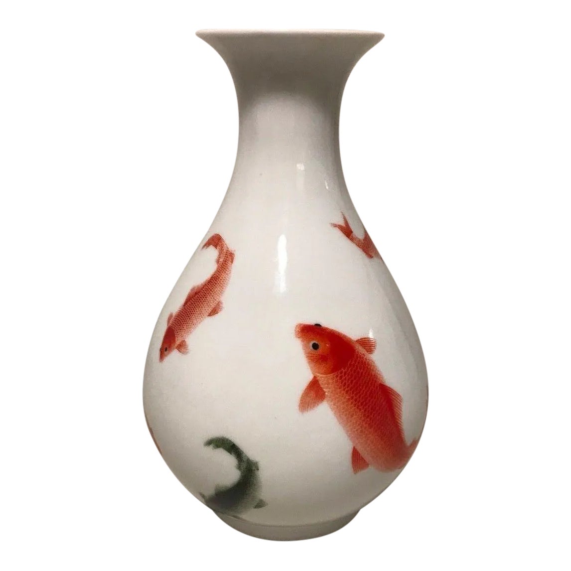Vintage Chinese Porcelain Koi Fish Vase | Chairish