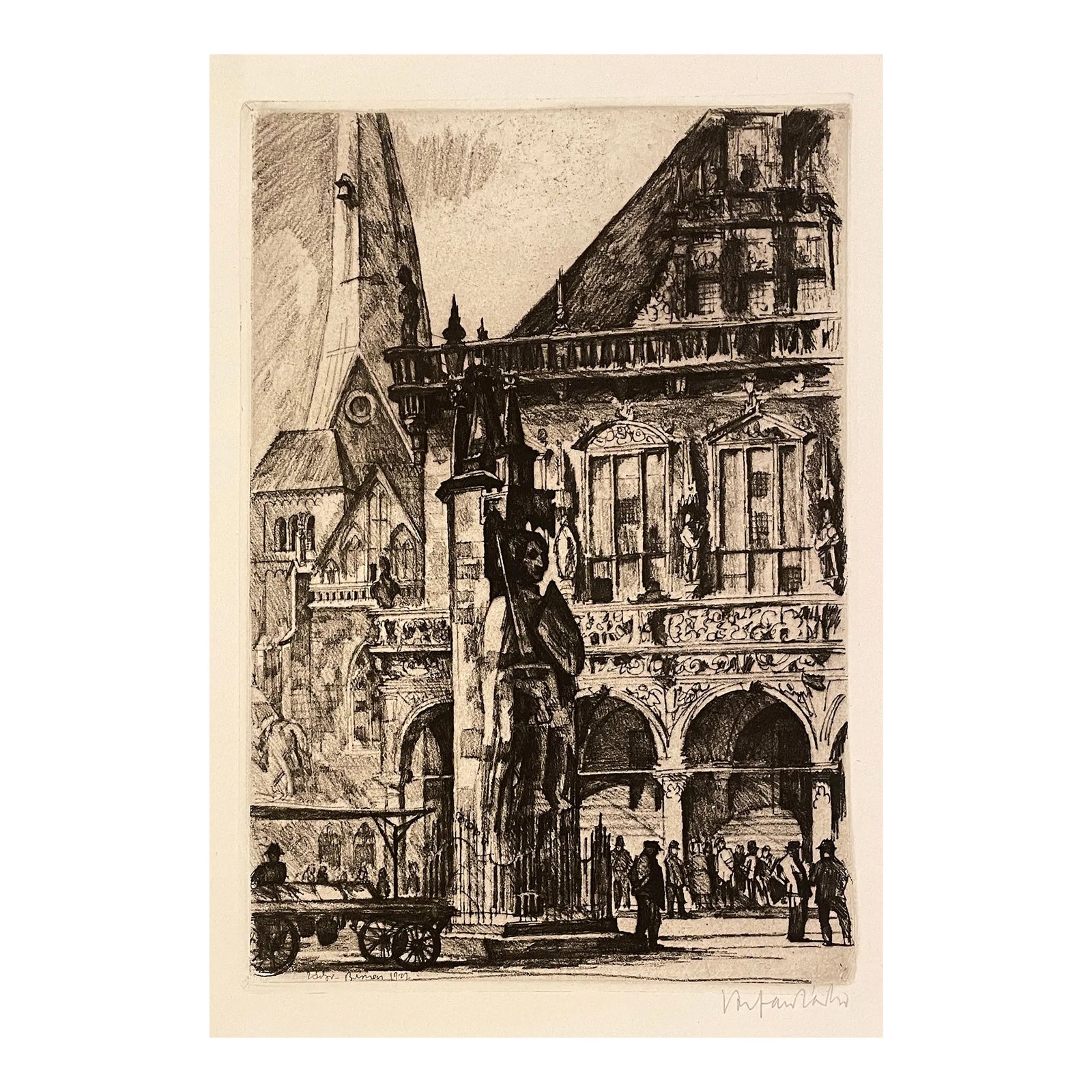1921 Istvan Zador Bremen Germany Etching | Chairish