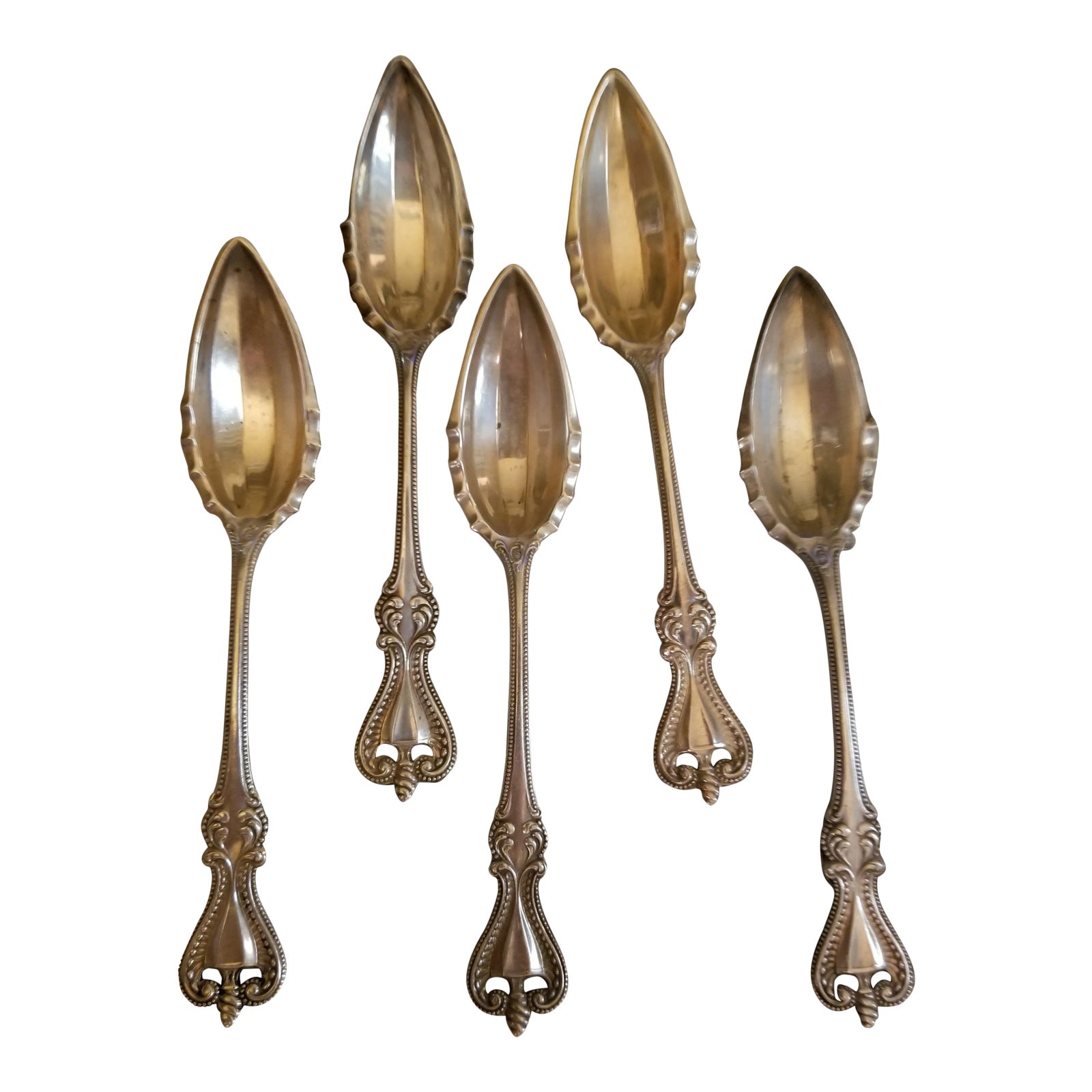 Five Antique Old Colonial Sterling Citrus Spoons | Chairish