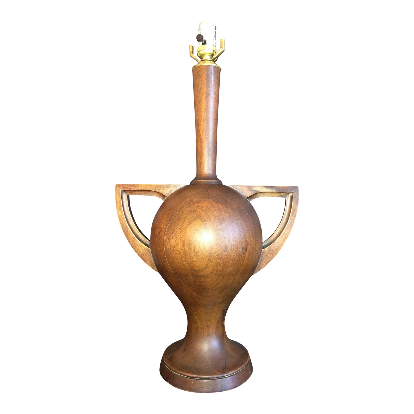 Carved Walnut Trophy Lamp | Chairish