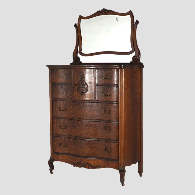 Antique highboy dresser with mirror store