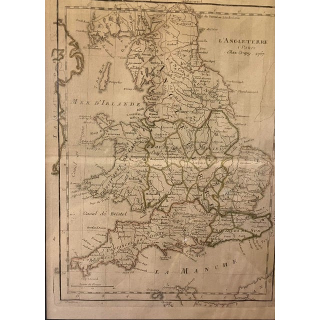 Mid 18th Century French Engraving Map of England, L’Angleterre, Framed ...