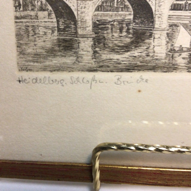 Heidelberg Castle Bridge Etching Signed by Karl Zwicker | Chairish