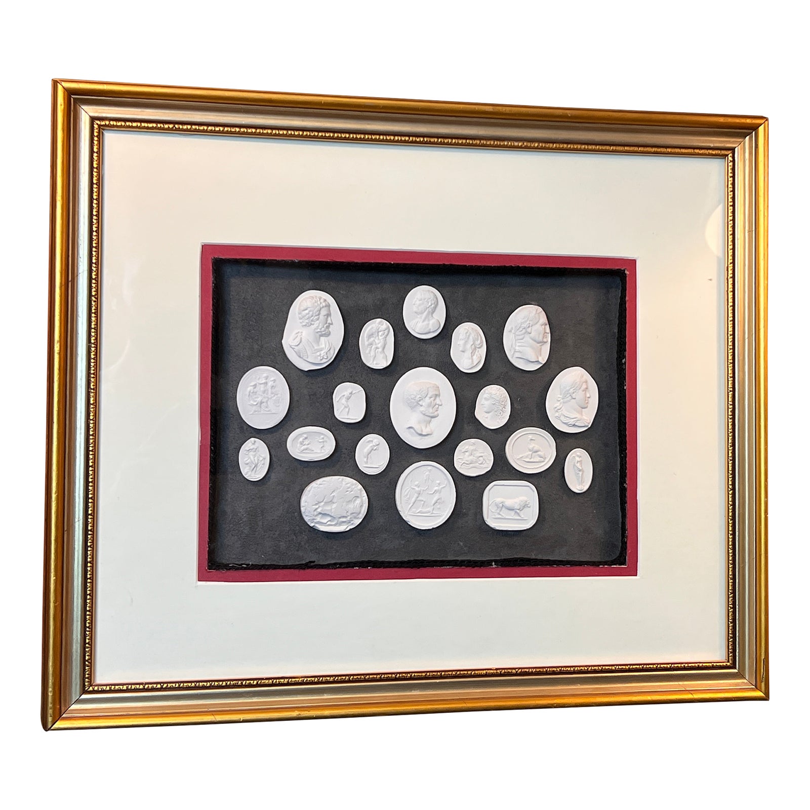 Classical Grand Tour Revival Plaster Intaglio Collection in Gilt Frame ...