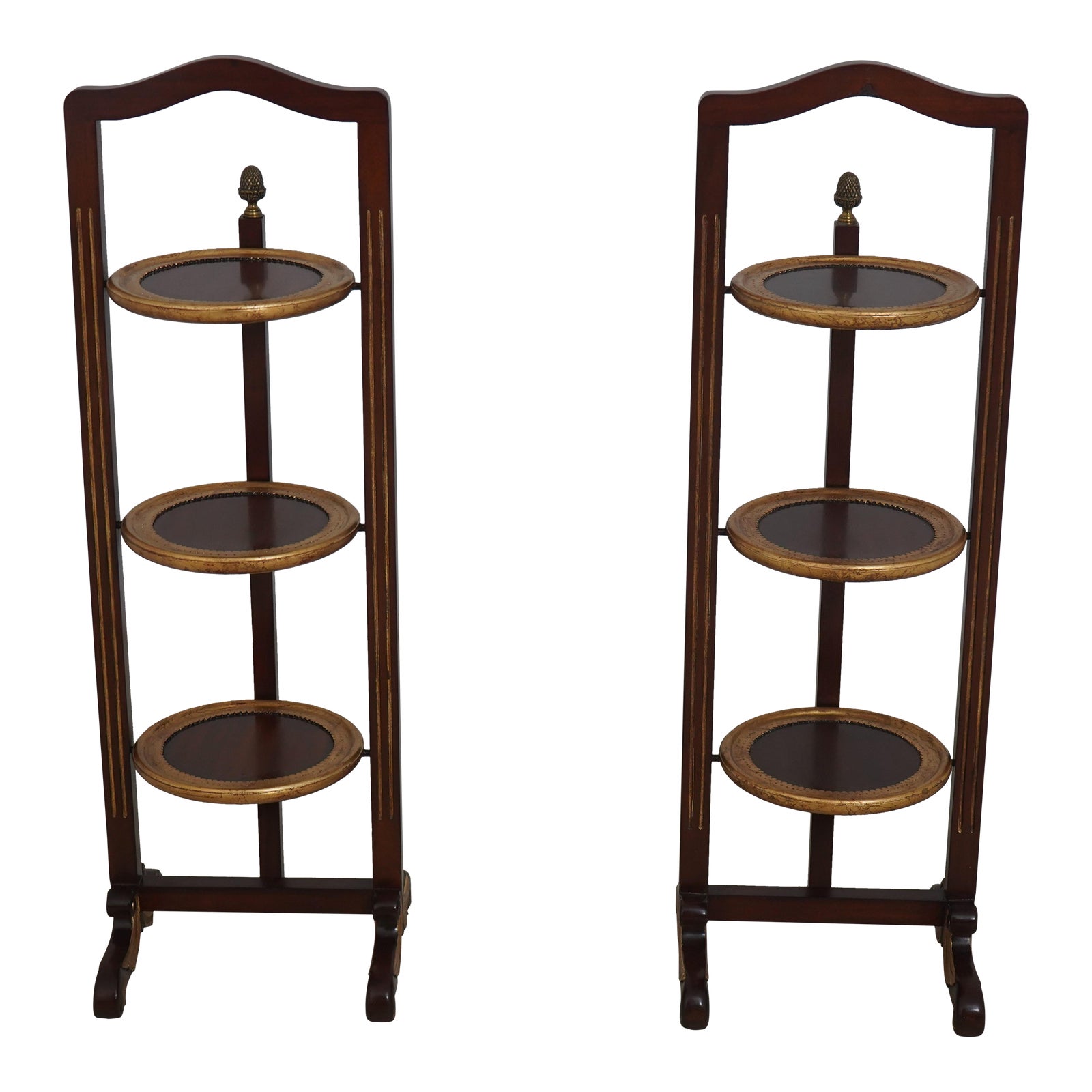 Pair French Style 3 Tier Mahogany Muffin Stands | Chairish