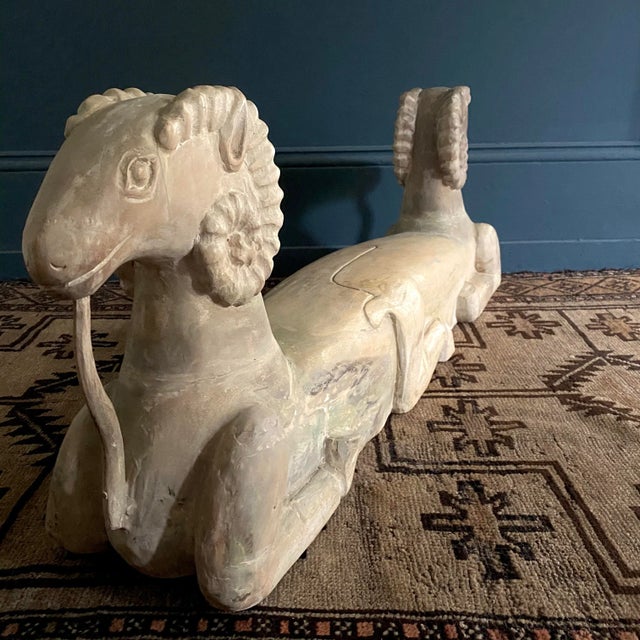 Two Headed Ram Resin Sculpture | Chairish