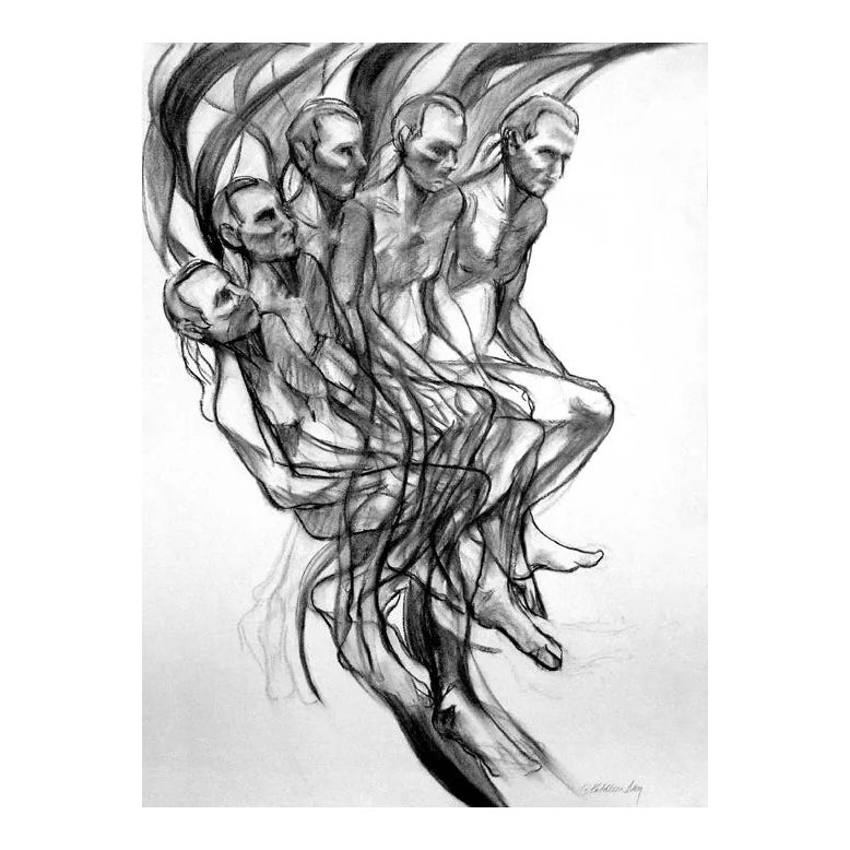 Abstract Figurative Drawing, "Jump" | Chairish