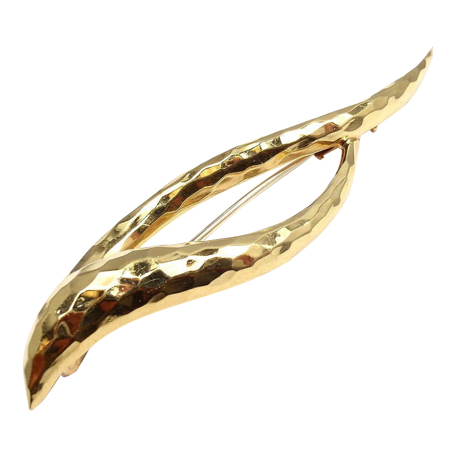 HENRY DUNAY 18K YELLOW GOLD ABSTRACT PIN BROOCH | Chairish