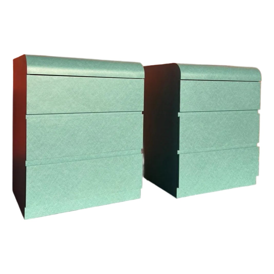 Postmod Aqua Nightstand Pair | Chairish