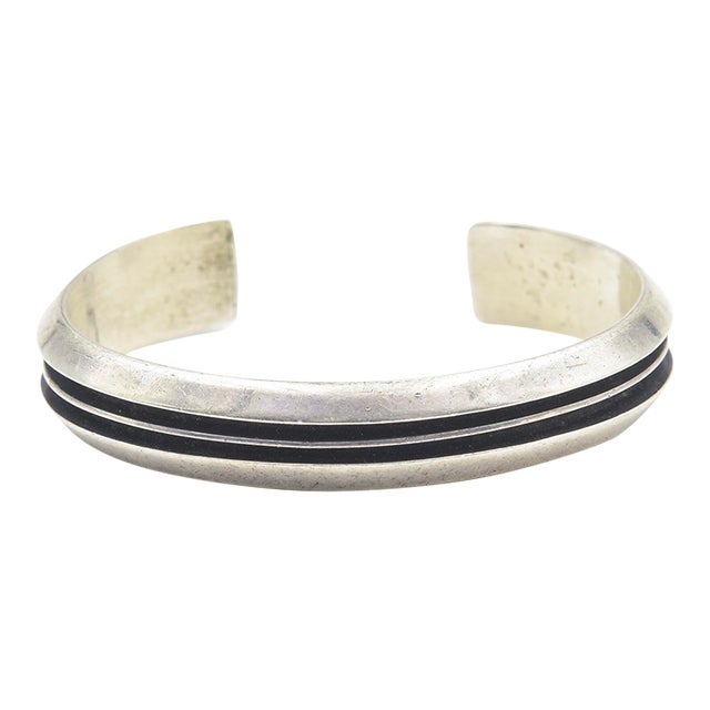 Navajo Native American Double Groove Sterling Silver Cuff Bracelet by ...