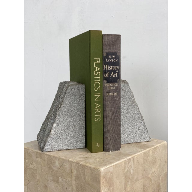 Vintage Carved Granite Block Wedge Bookends, a Pair, Circa 1960s | Chairish