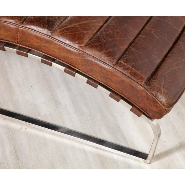 Italian Channeled Leather and Chrome Chaise Longue, 1970 | Chairish