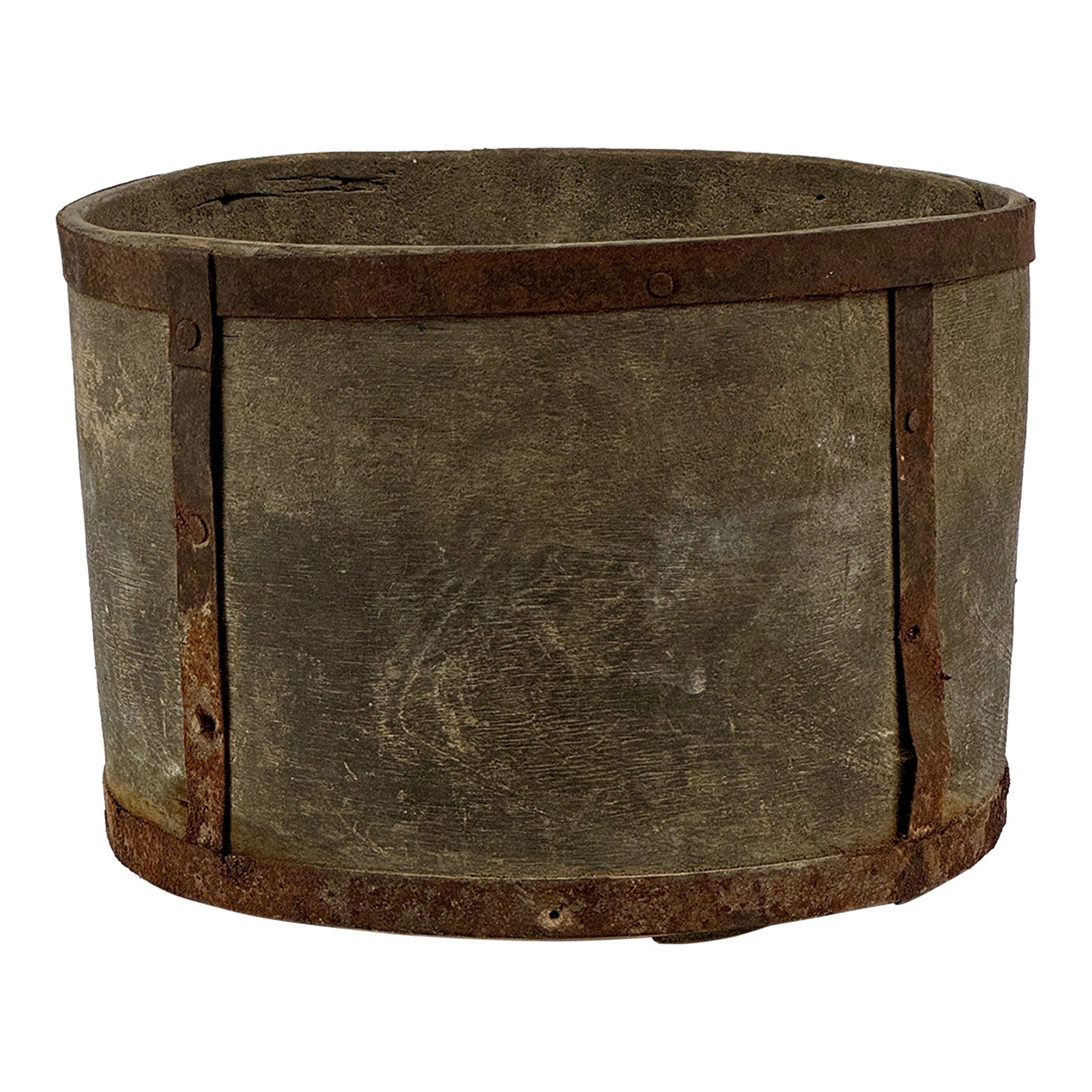 Antique Primitive Wood & Iron Hand Made Bushel Measure Container | Chairish