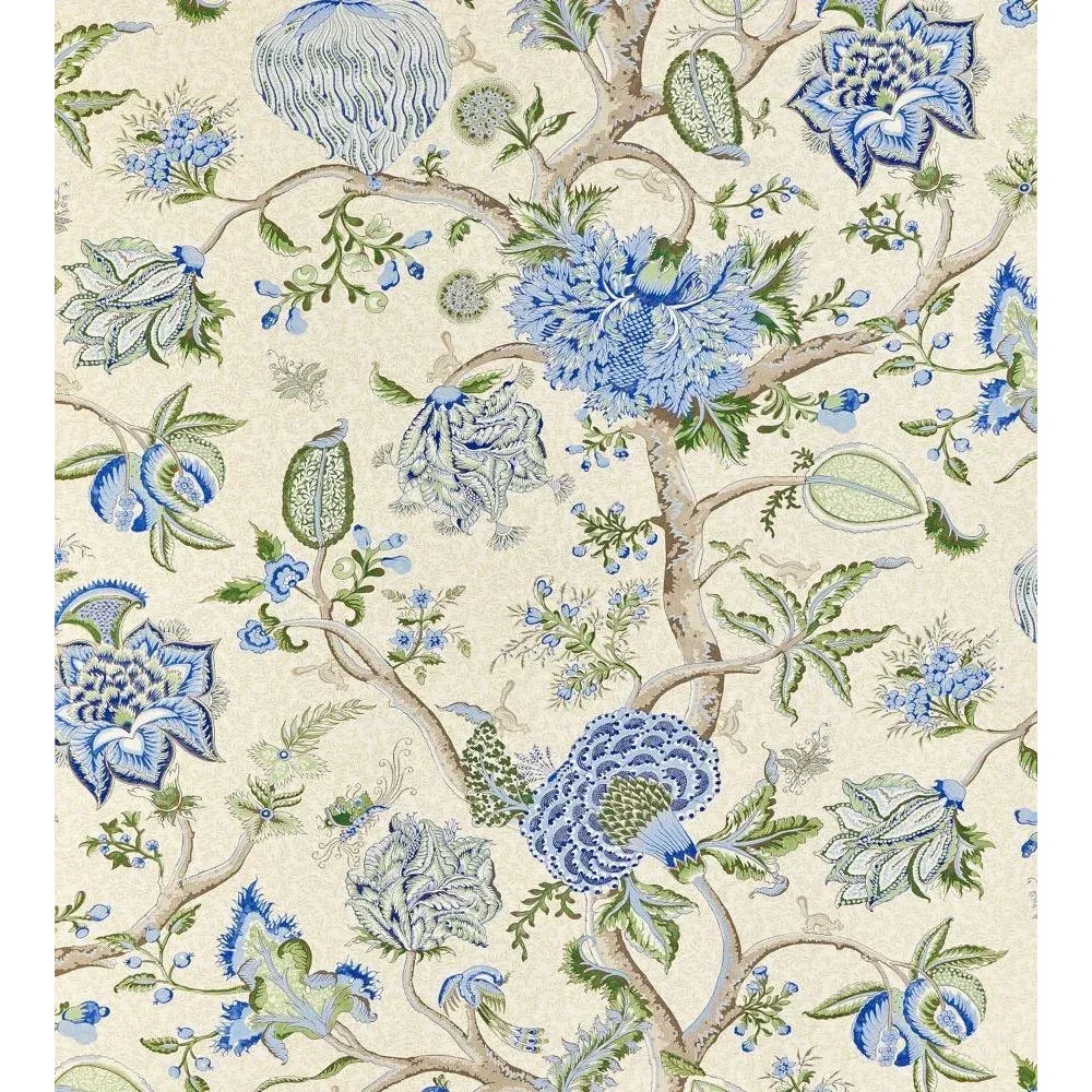 The House of Scalamandré Pondicherry Cotton Print Fabric, Blue, Green ...