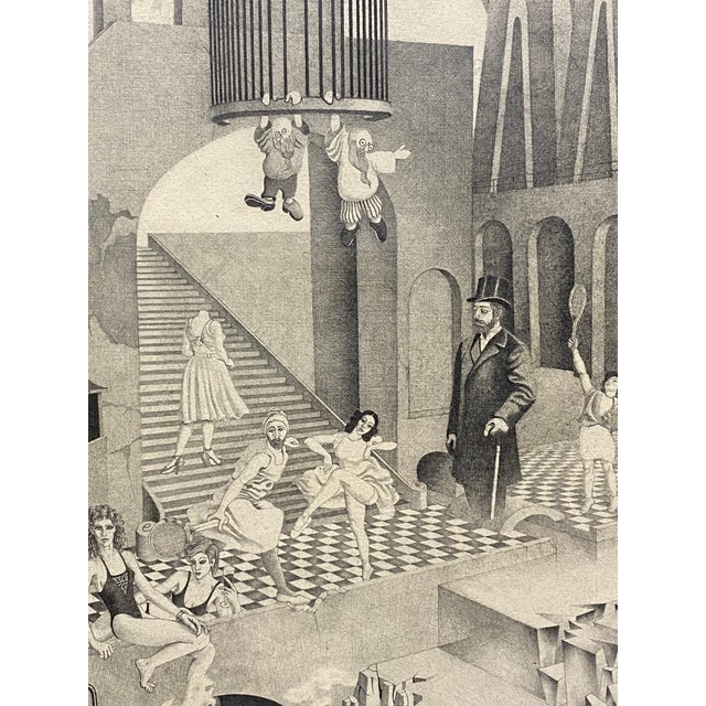 Surrealist Drawing Homage to MC Escher by Peter Vintila | Chairish