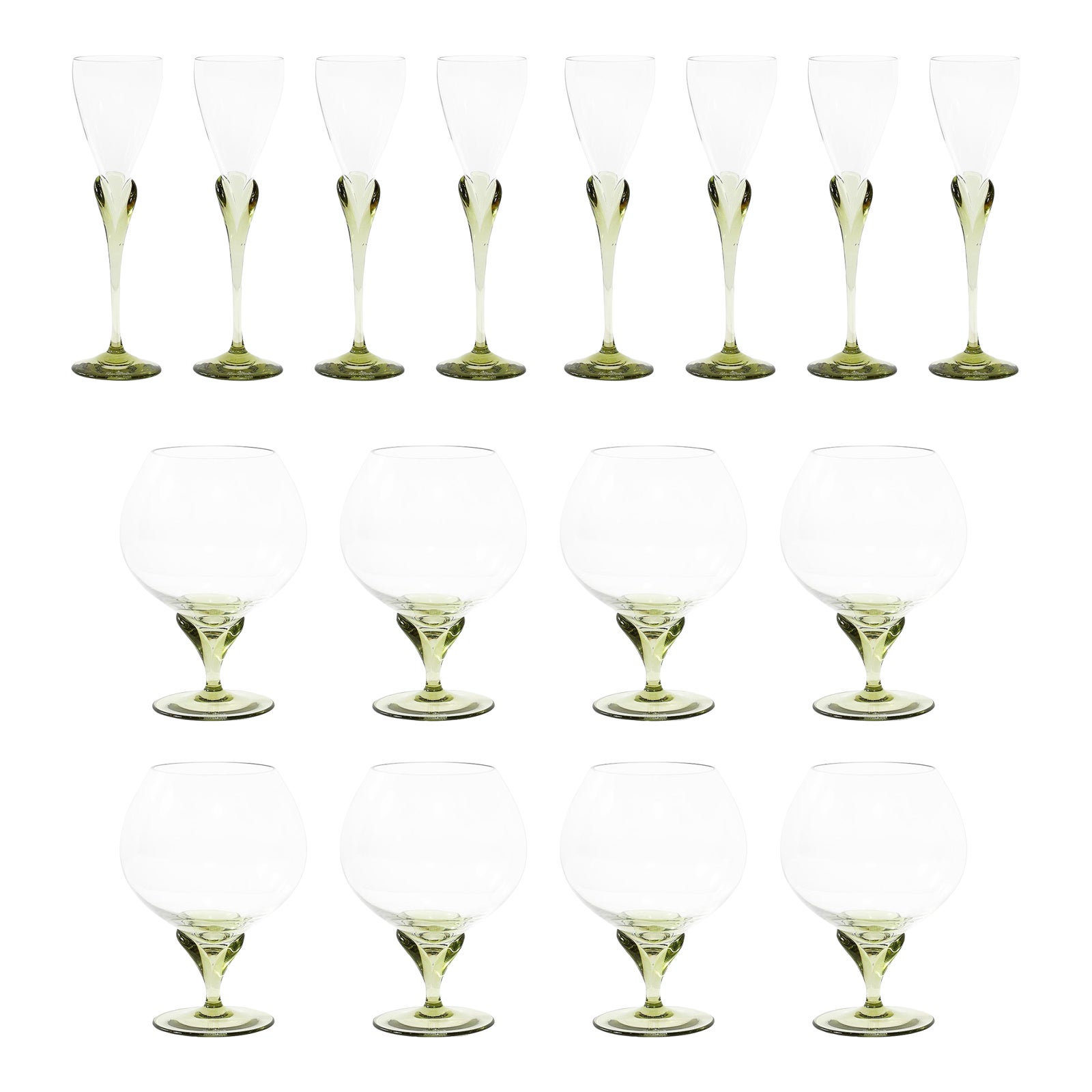 Set of 16 Papyrus Pattern Rosenthal Cordial & Brandy Sniffer Crystal ...