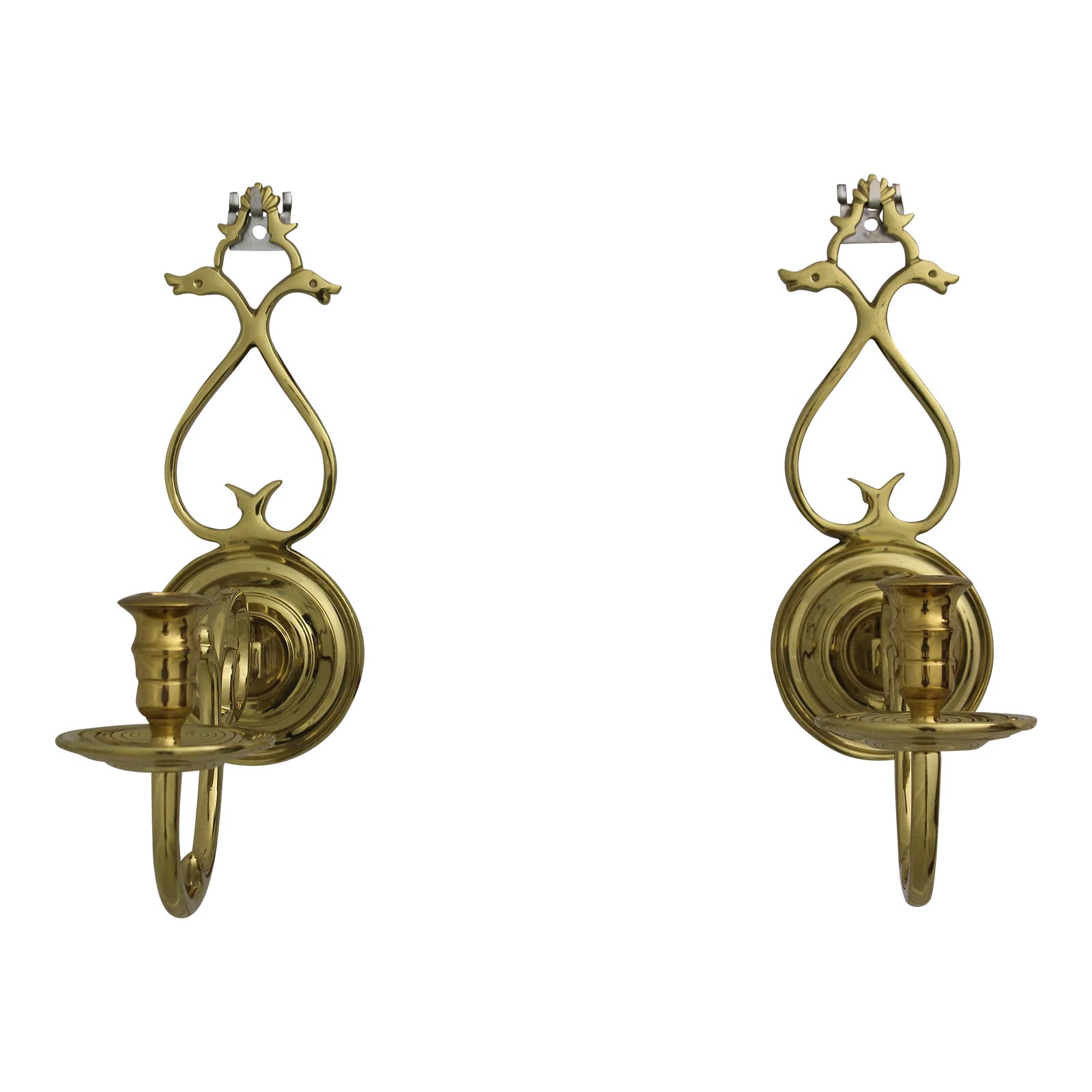 Pair Virginia Metalcrafters Colonial Williamsburg Candle Sconces | Chairish