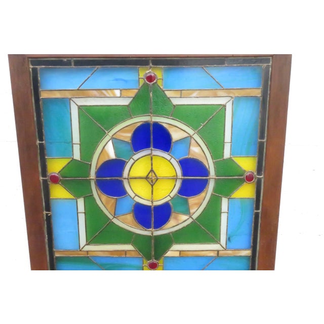 Late 1800s Stained Glass Window Suncatcher Flower Design | Chairish