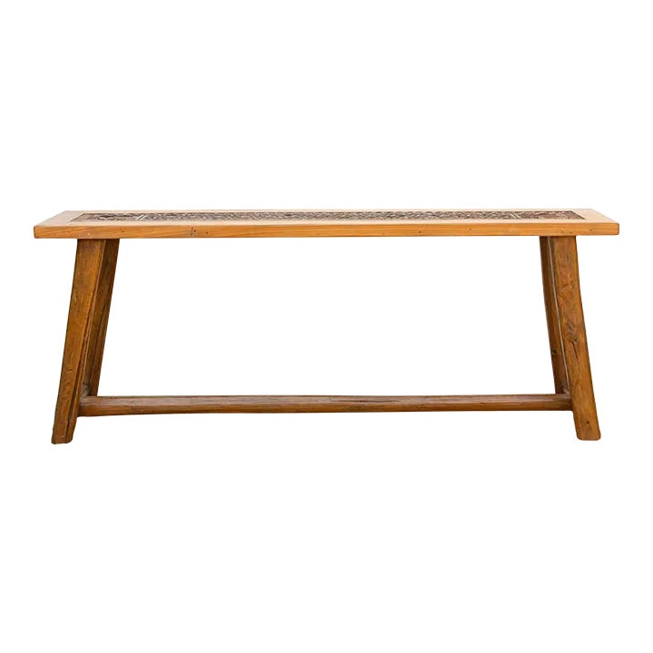 Rustic Console With Antique Lattice Top | Chairish