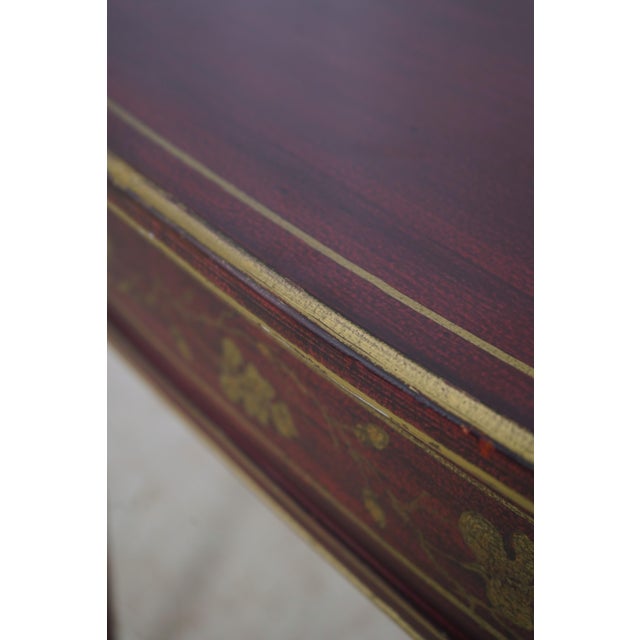 Red Chinoiserie Paint Decorated Console Hall Table | Chairish