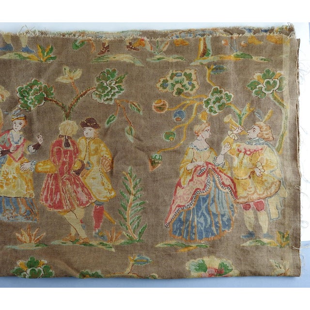 Vintage Linen Toile Fabric Panels - Set of 7 | Chairish