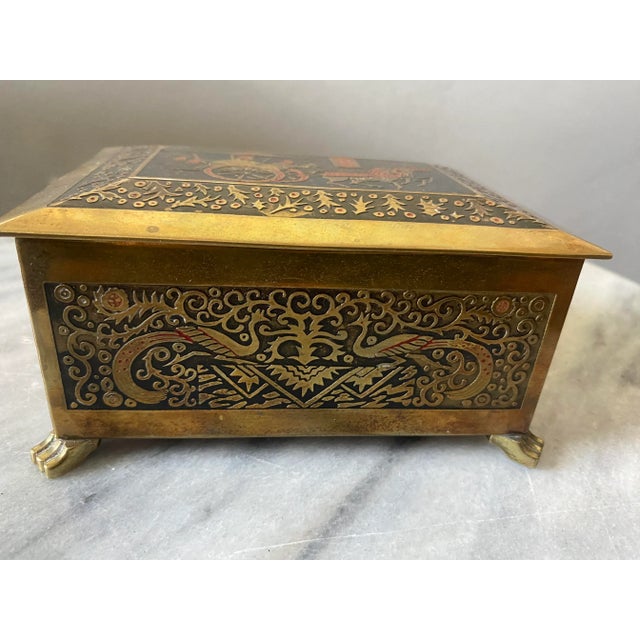 Vintage Thai Brass Footed Damascene Box | Chairish