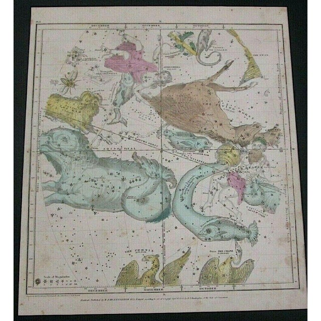 Astronomy-Antique 19th C. Celestial Map/Chart-Constellations & the ...