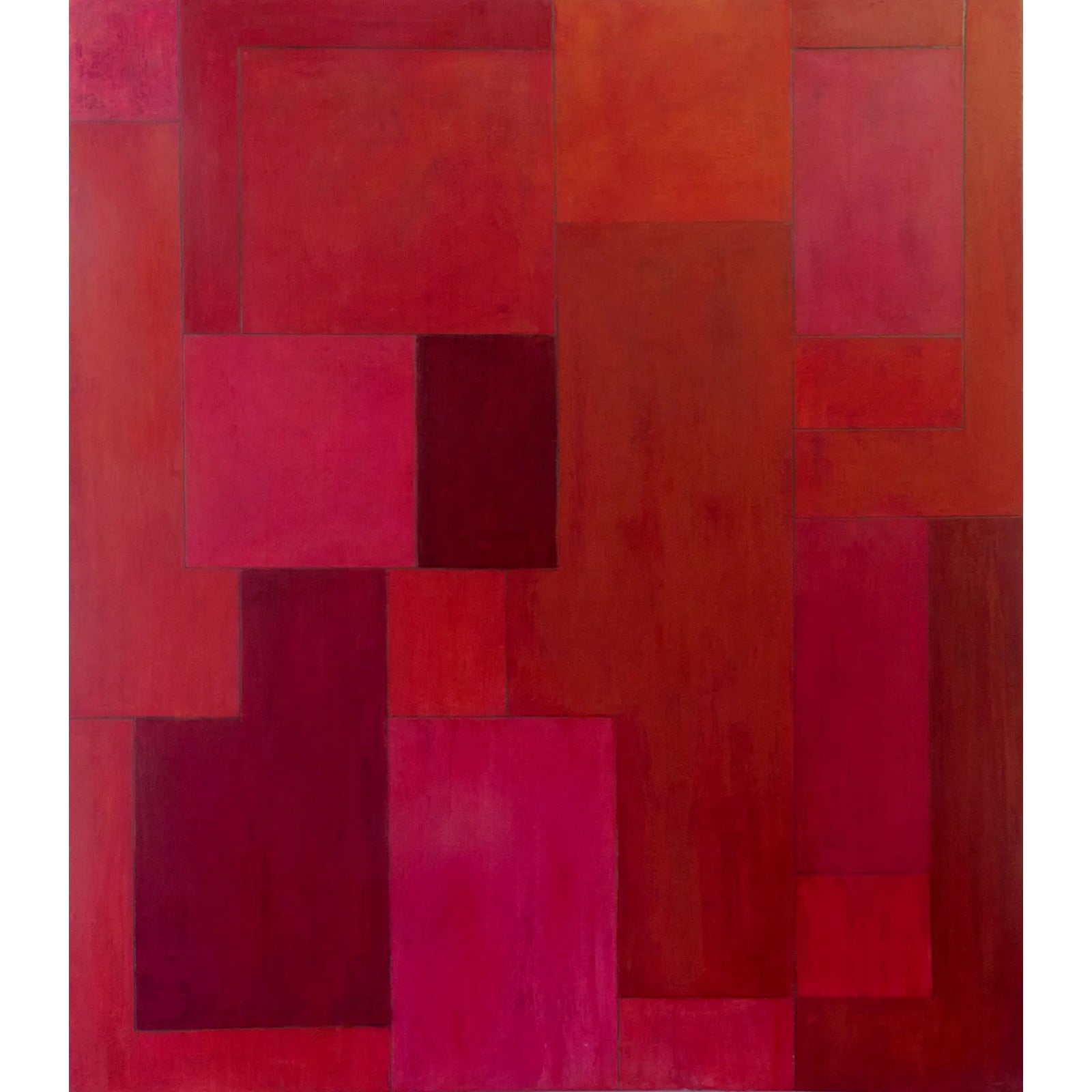 Abstract Geometric Red Oil Painting by Stephen Cimini | Chairish