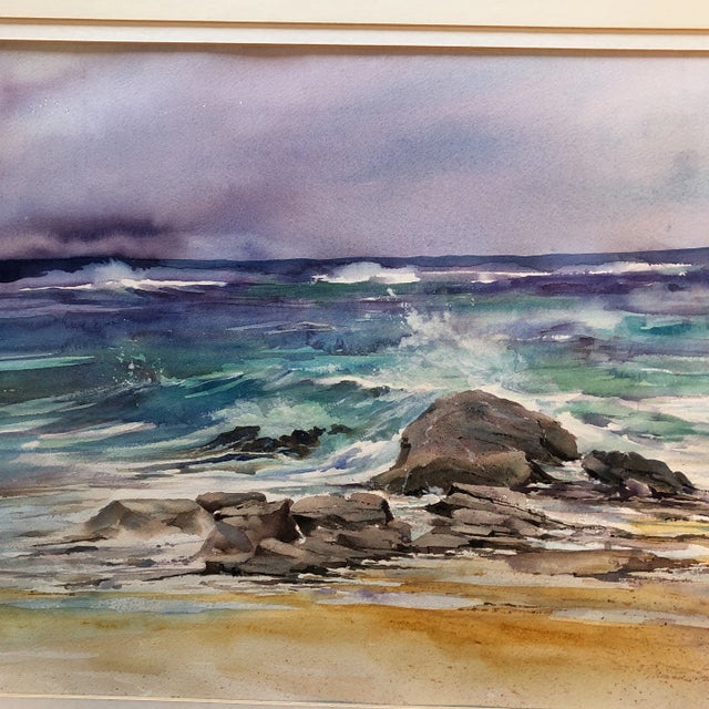 Original Vintage Bermuda Seascape Watercolor Signed | Chairish