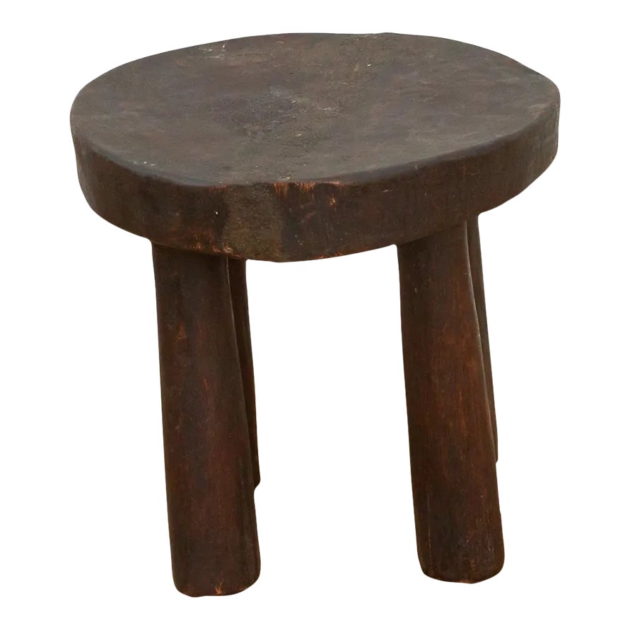 Earthy Hand-Hewn Wood Stool | Chairish