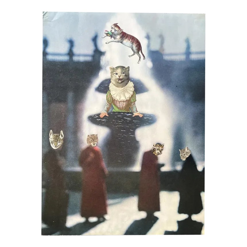 Jacques Prevert, The Cat Fountain, Original Collage | Chairish