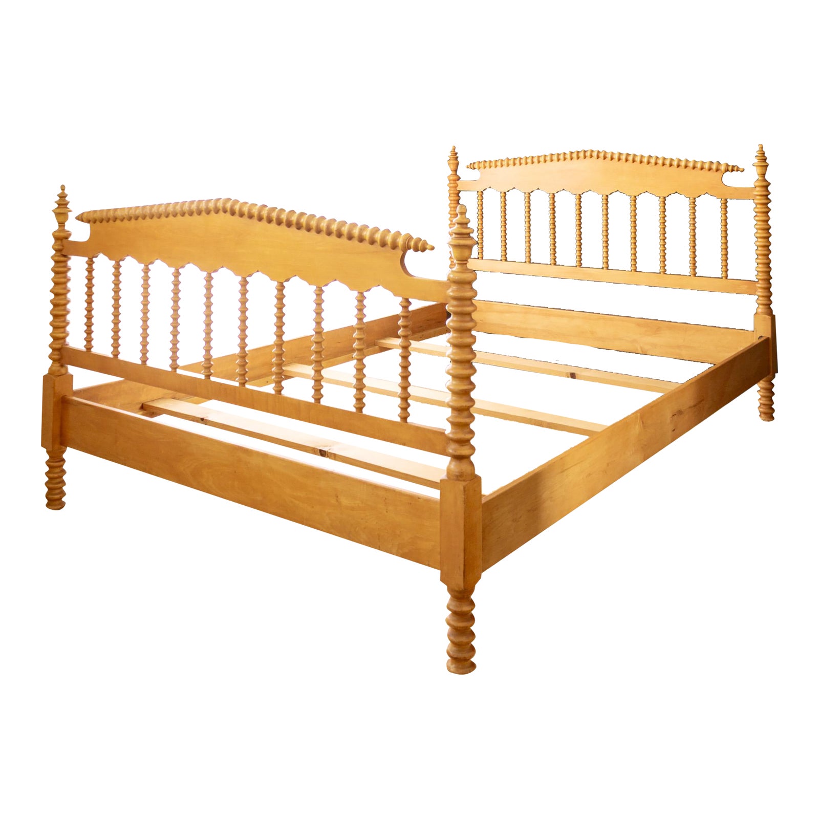 Jenny Lind Spindle Spool Full Double Bed 1940s Walnut | Chairish