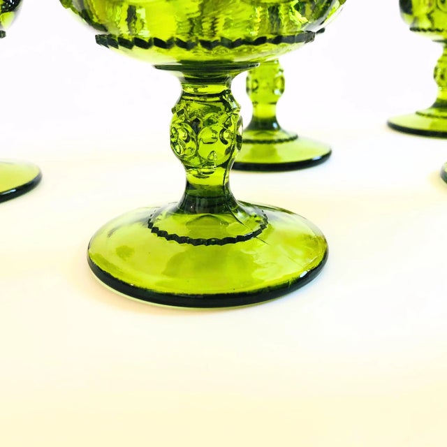Green Goblets - Kings Crown by Indiana Glass - Set of 6 | Chairish