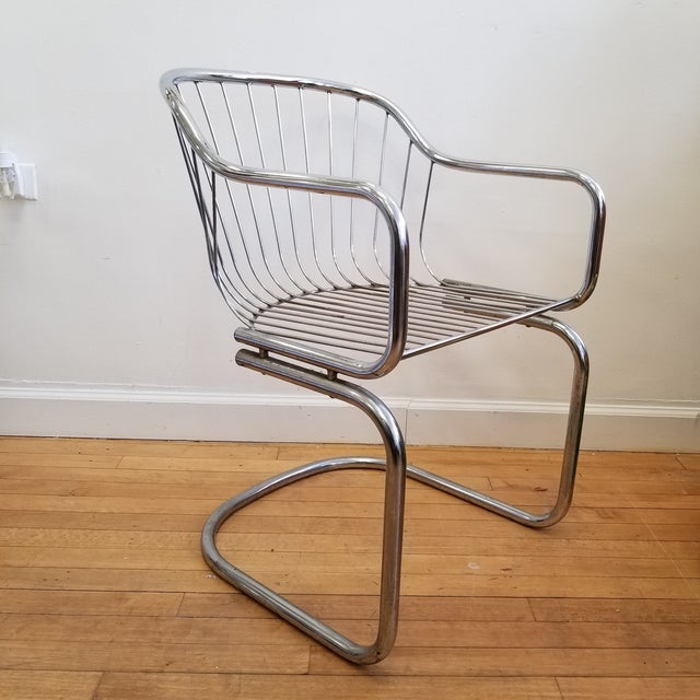Mid-Century 1970's Chrome Cantilever Tubular Chair With Wire Seat Back ...