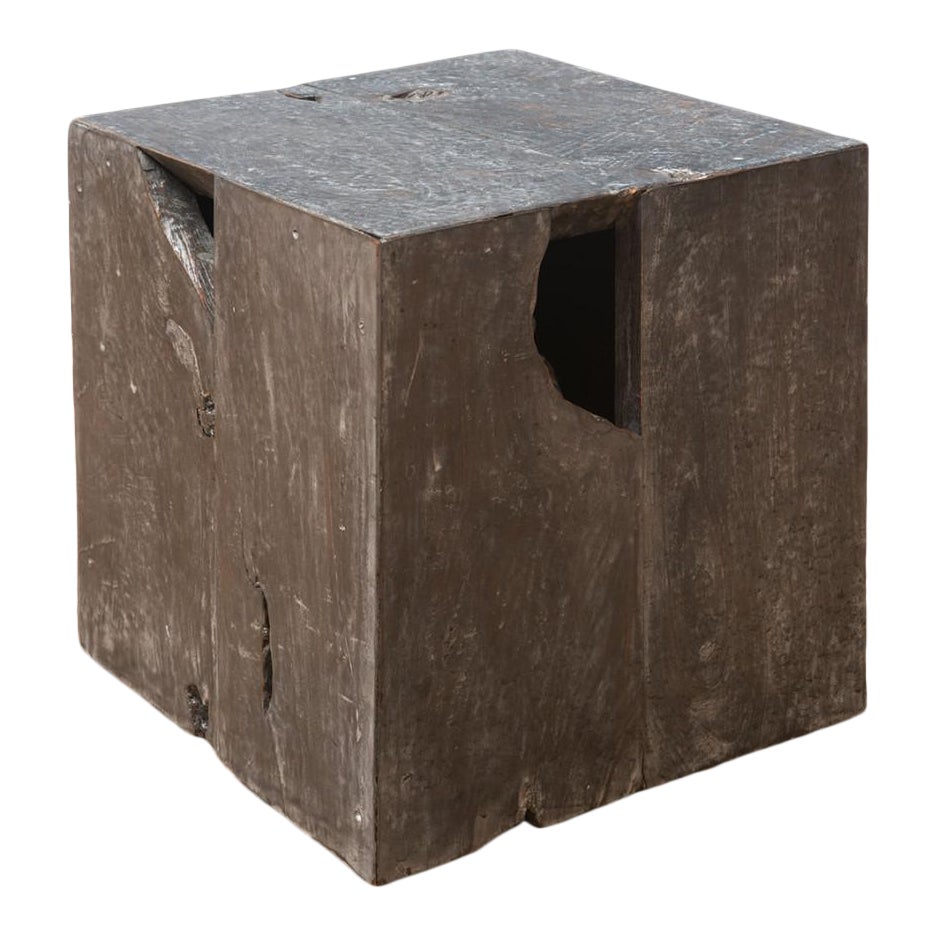 Contemporary Ebonized Teak Cube | Chairish