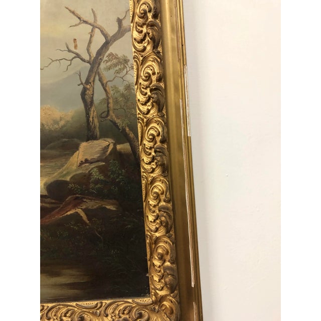 1876 Antique 19th-Century Signed Original Oil on Canvas Landscape ...