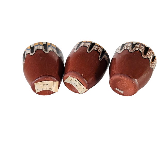 Bulgarian Troyan Red Feather Pitcher & Cup Set 9 Cups 12 Oz | Chairish