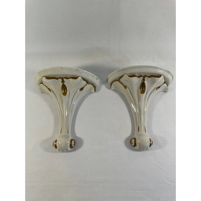 Mid 20th Century Italian Style Decorative Ceramic Wall Bracket Shelves ...