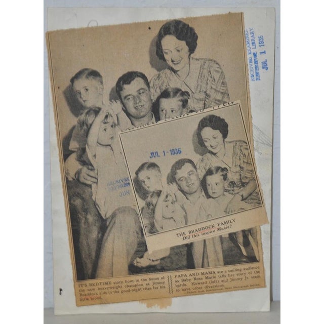 Jim Braddock "Cinderella Man" Family Press Photo c.1935 | Chairish