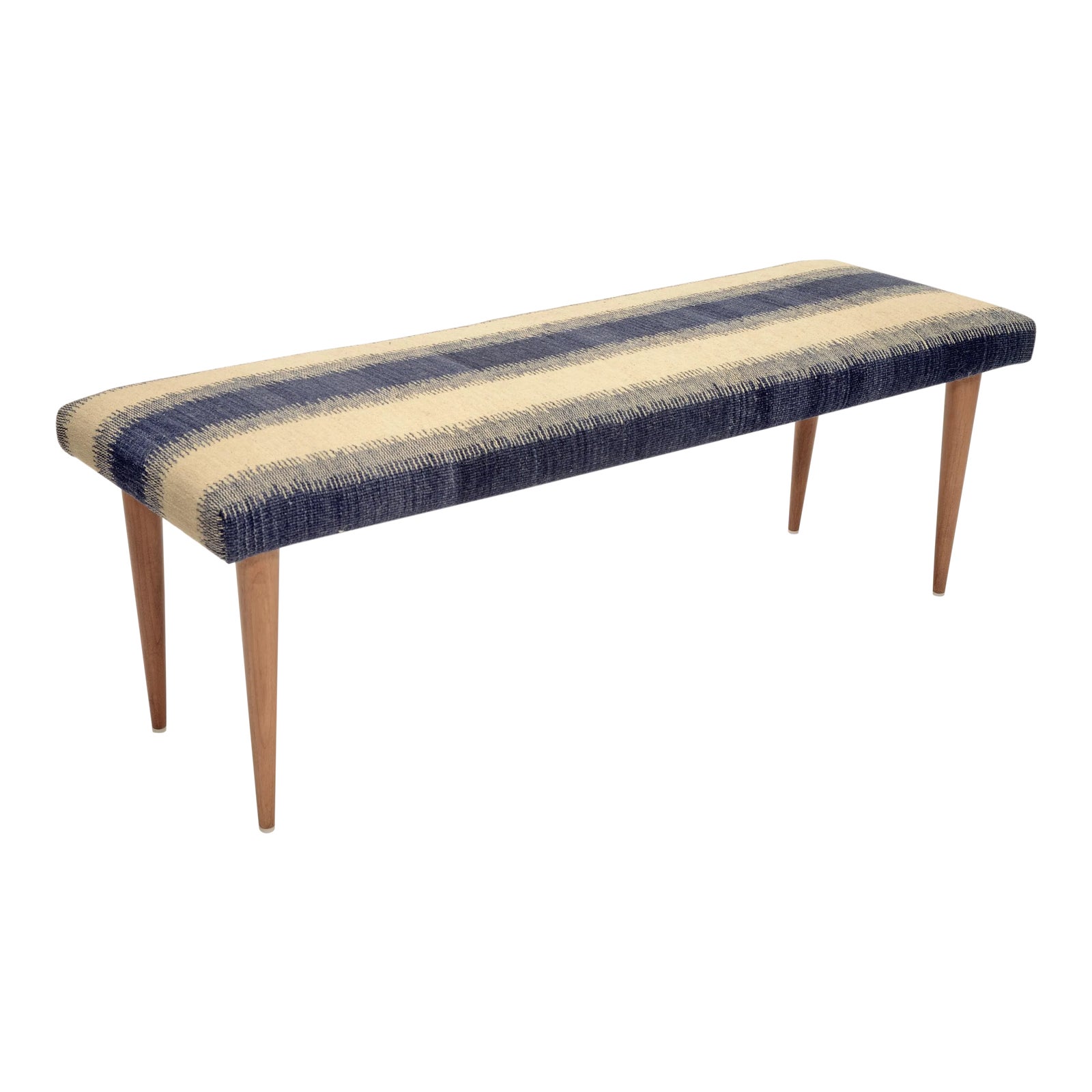 Adolfo Blue Stripe Kilim 48" Bench | Chairish