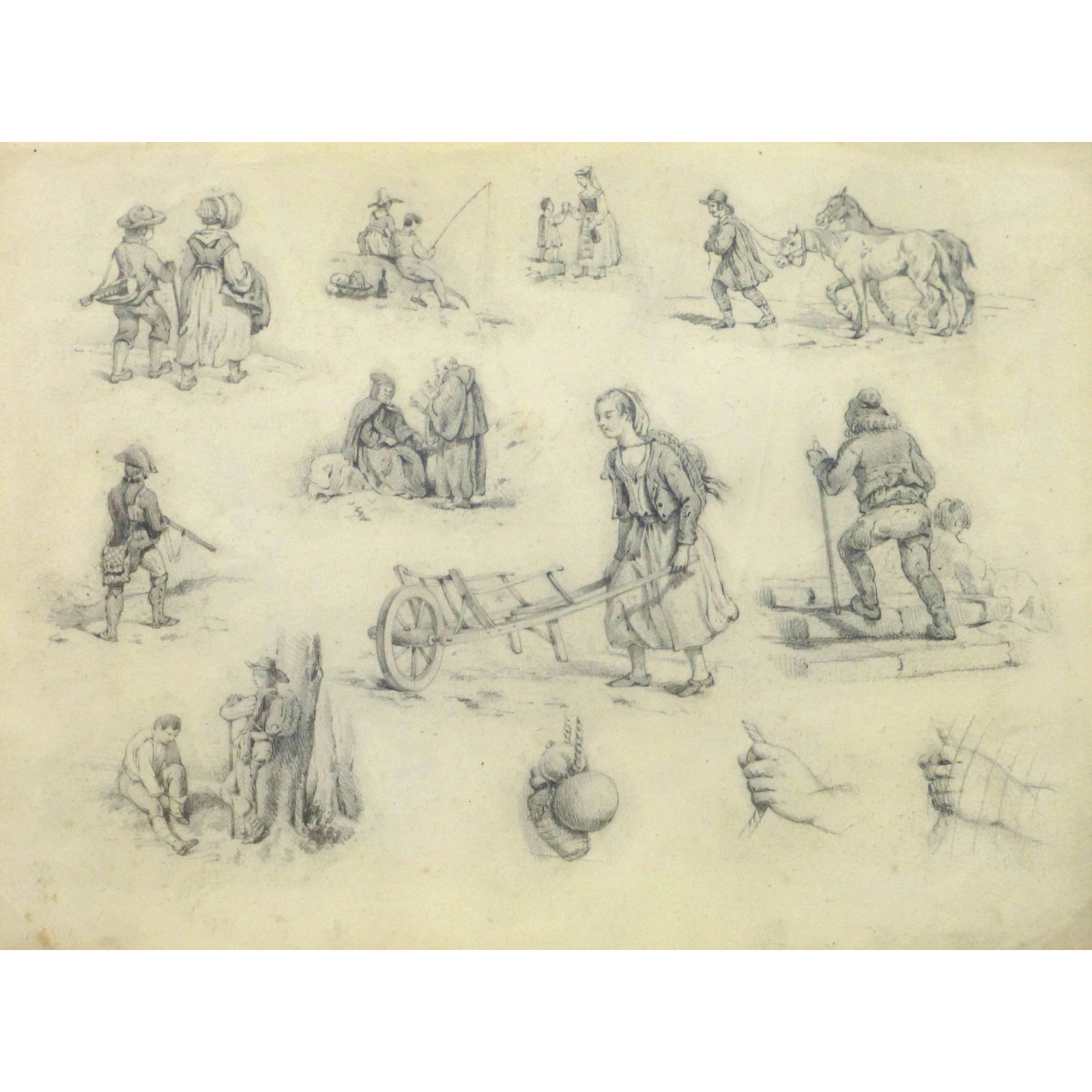 Traditional French Drawing - The Laborers | Chairish