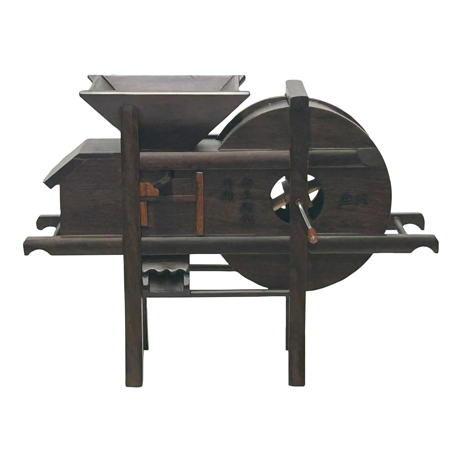 Chinese Rosewood Handmade Miniature Rice Grain Crushing Mill Display ...
