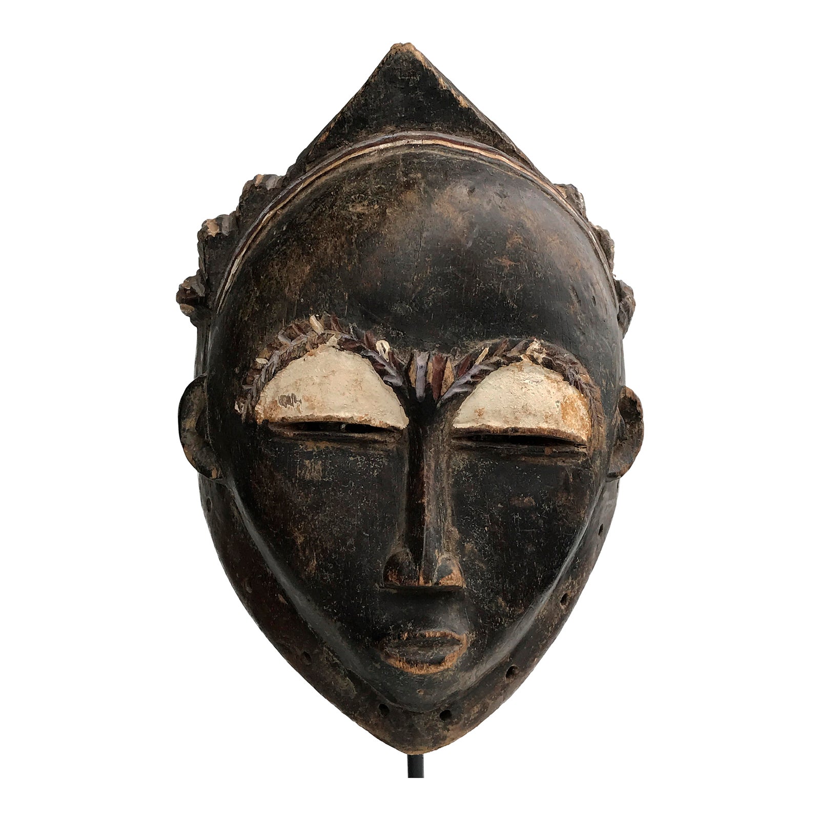 1980s Baule Tribe Helmet Mblo Kapan Mask on Custom Stand | Chairish