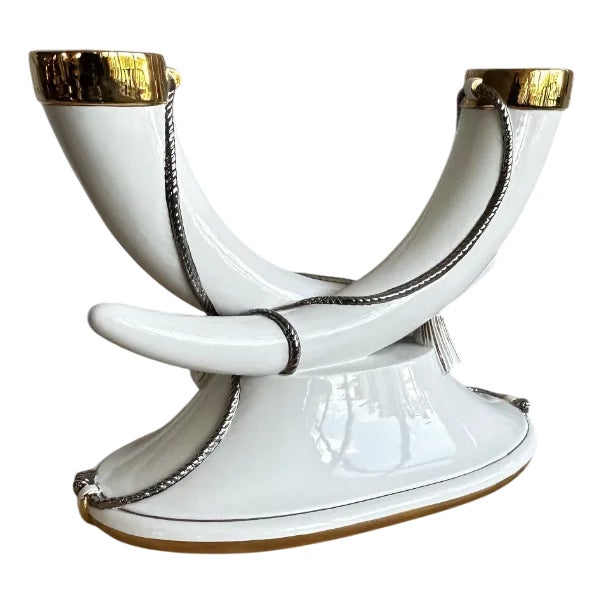 Mid Century Porcelain Elephant Tusks Display Sculpture, 1980s | Chairish