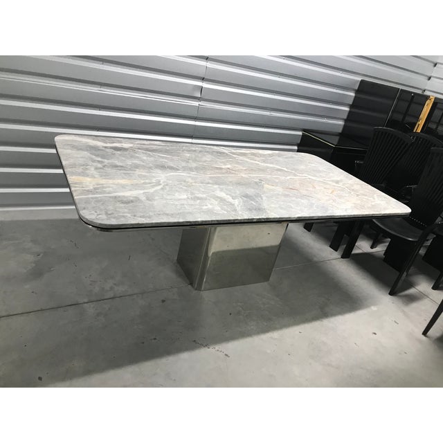 1980s Modern Brueton Rectangular Marble "Anello" Table | Chairish